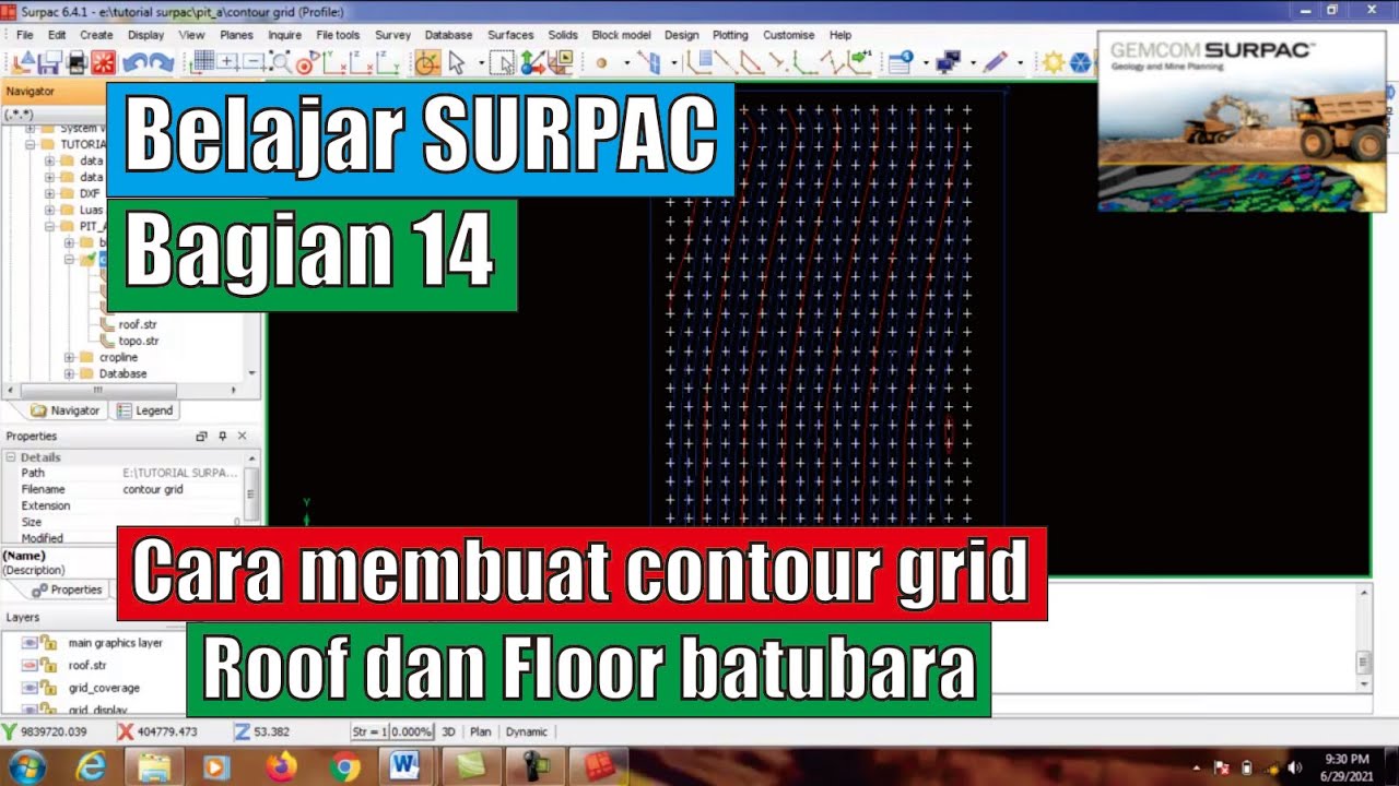 surpac bagian 14 cara membuat contour grid roof dan floor batubara ...