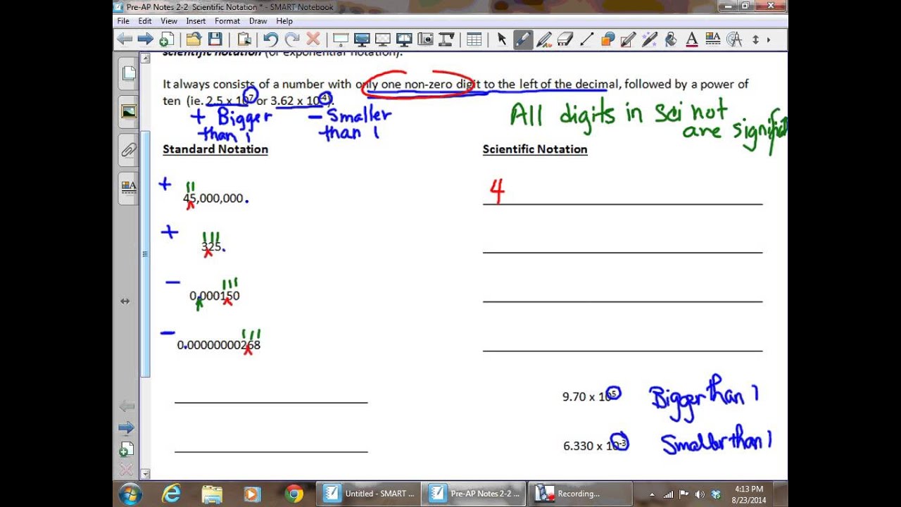 Pre AP Notes 2 2A Scientific Notation Part I - YouTube