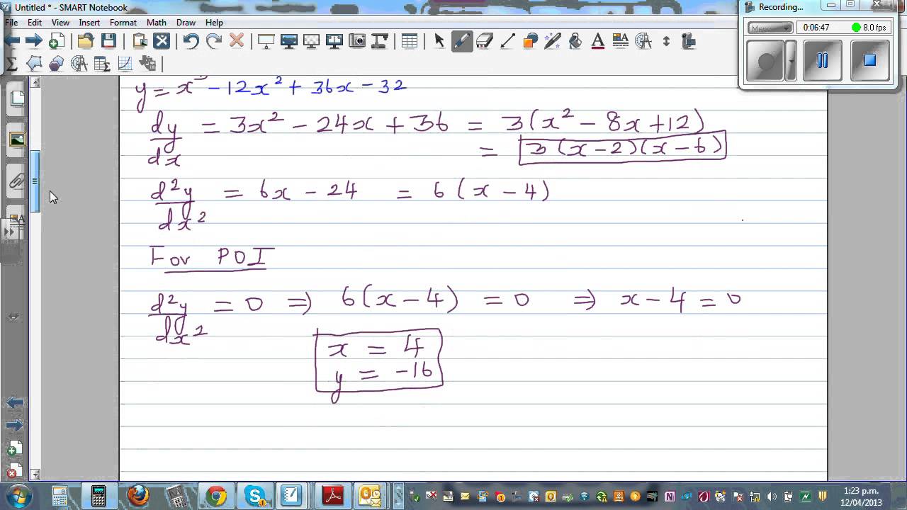 Finding intercepts maximum minimum and point of inflection using ...