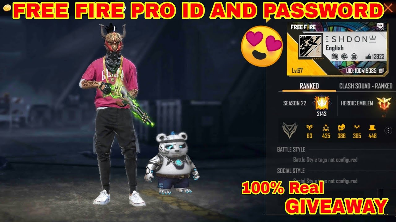 Free Fire Pro Id And Password Giveaway 2021 | Free Fire Id Giveaway ...