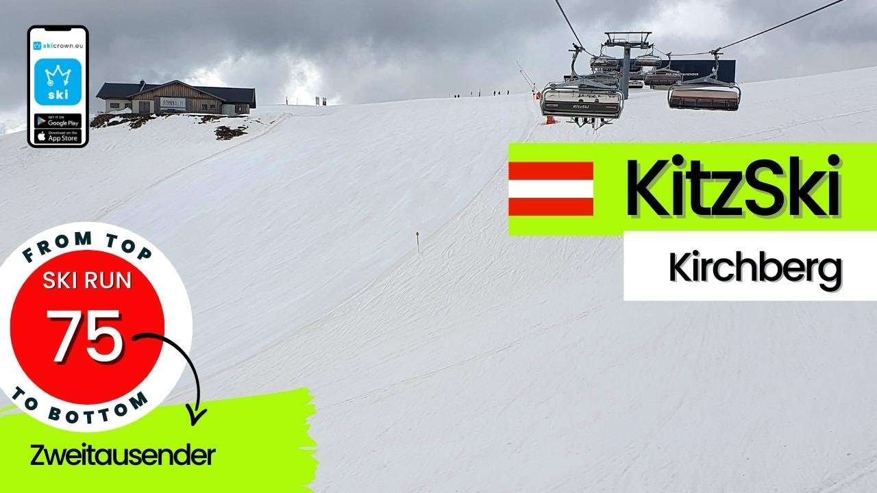 KitzSki Pass Thurn Austria / ski run 75 - Zweitausender, from top to ...