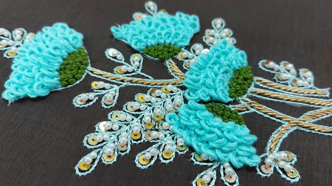 Zardosi work Awesome Design |Ring French Knot Design Tutorial very Easy ...