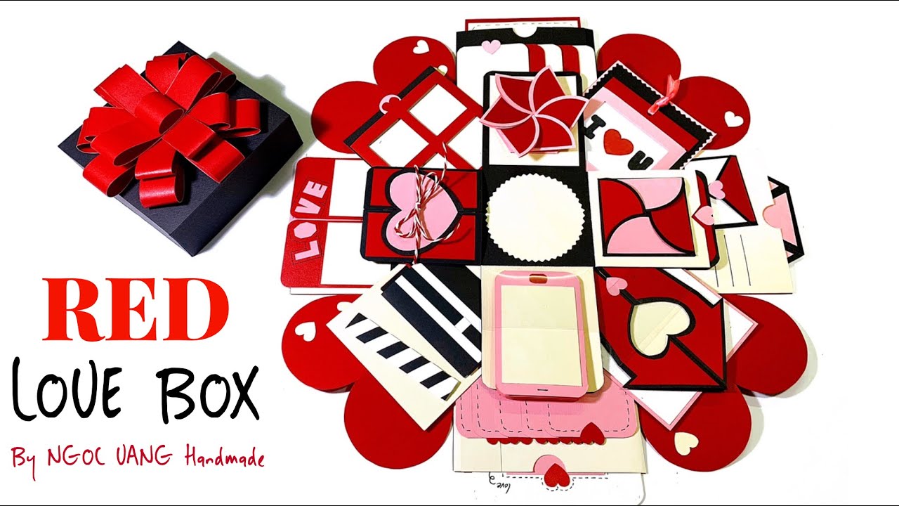 Ý TƯỞNG LOVE BOX ĐỎ 12x12cm (RED LOVE BOX) BY NGOC VANG Handmade - YouTube