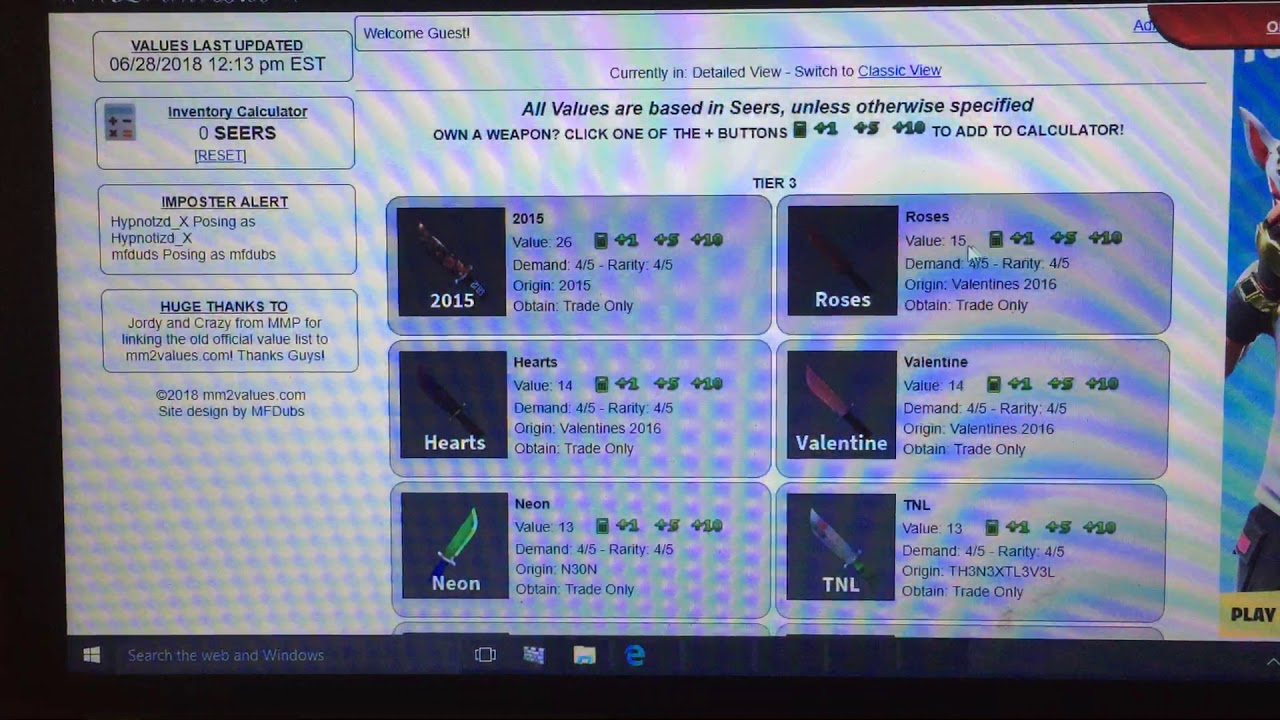 Mm2 values and names - YouTube