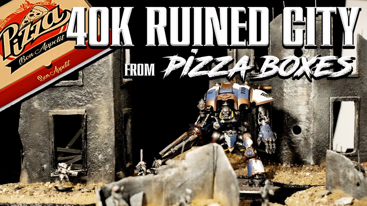 40k RUINED CITY from PIZZA BOXES - A WHOLE TABLE of TERRAIN on the ...