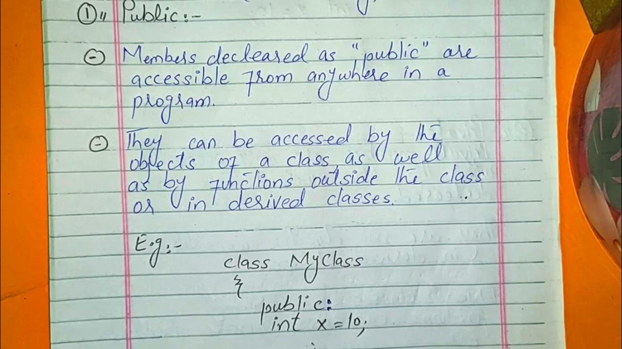 Public Access Specifier in C++ Object Oriented Programming Lectures Hindi Urdu - YouTube