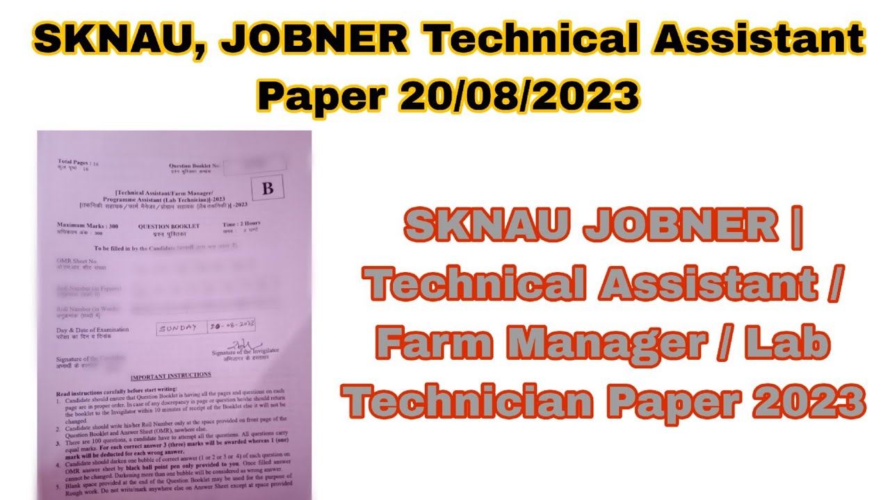 SKNAU JOBNER TA PAPER 20/08/2023 | Technical Assistant / Farm Manager ...