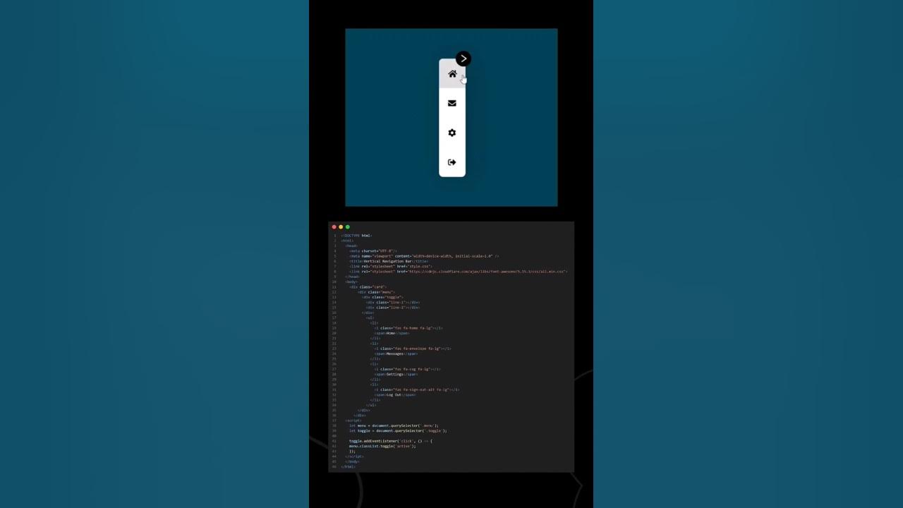 Vertical Navigation Bar Using Html Css 😋 Coding Navigationbar Css Code Html Shorts Youtube
