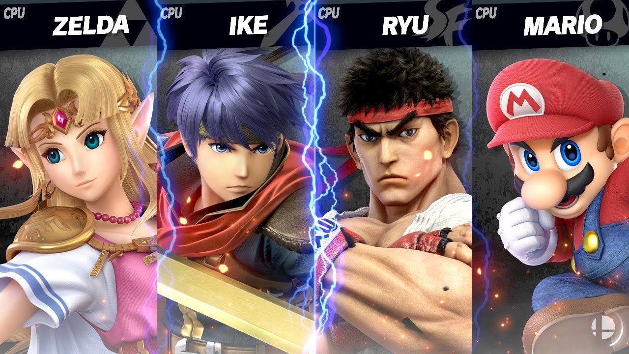 Zelda vs. Ike vs. Ryu vs. Mario - YouTube