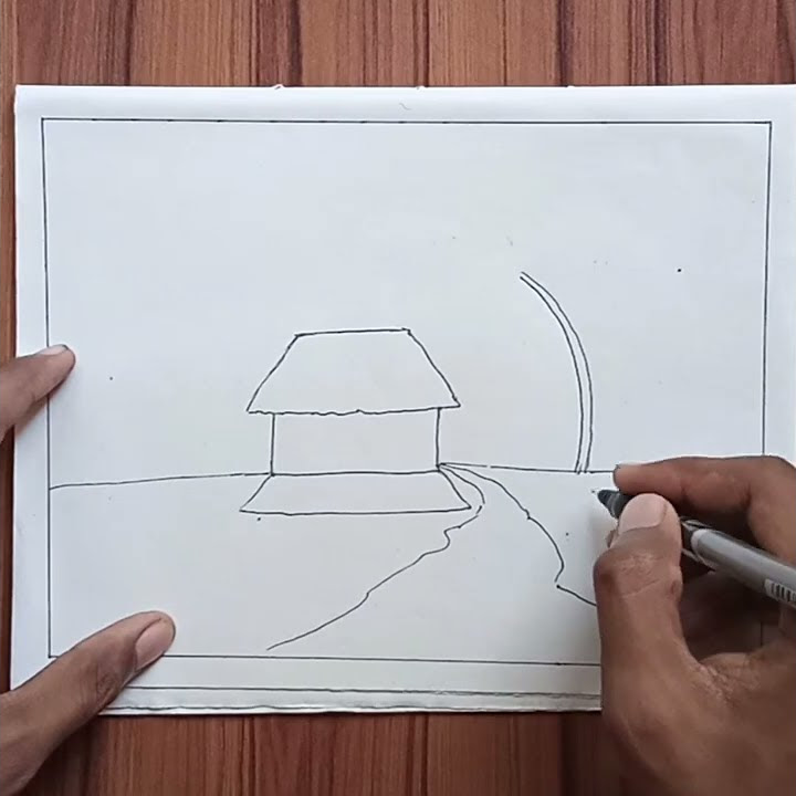 How to draw landscape for beginners(very easy)| Landscape drawing for ...