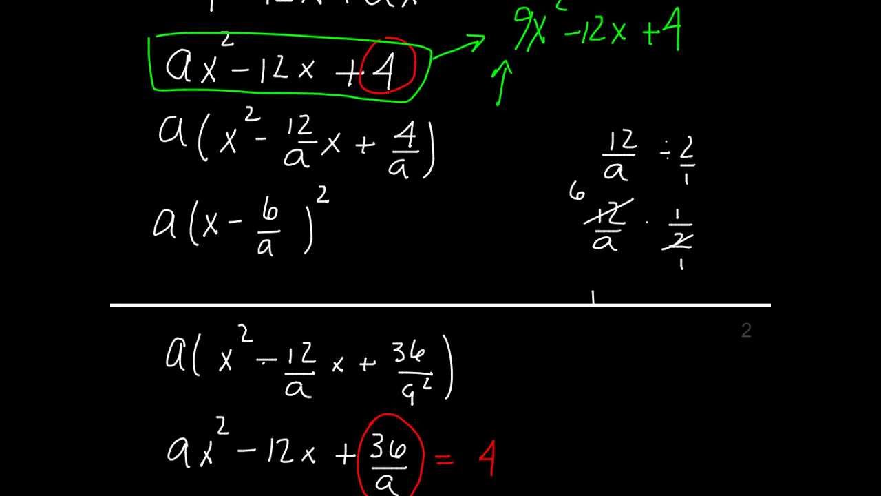 using method of completing the square to solve for missing parameter ...