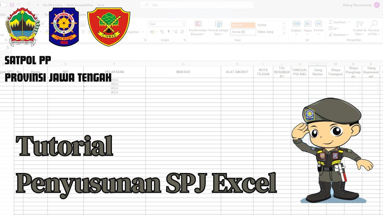 Tutorial Pengisian SPJ Excel Satpol PP Prov Jateng - YouTube