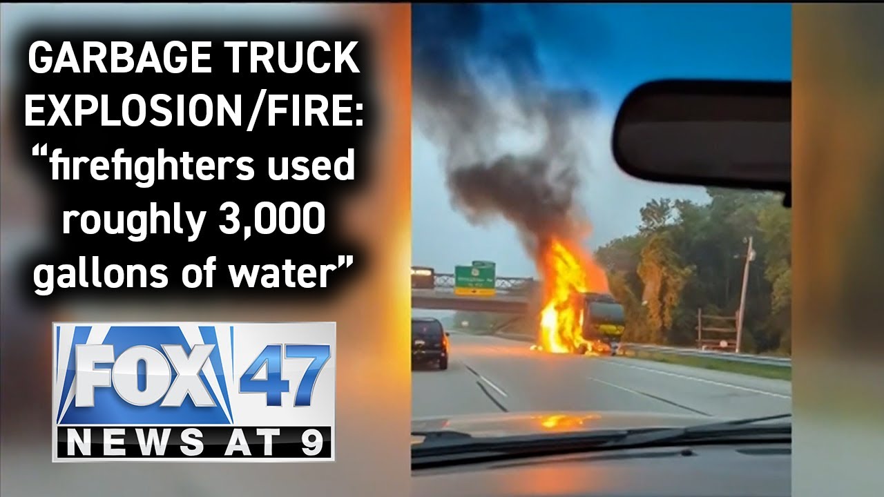 Garbage truck fire/explosion, Madison highway - YouTube