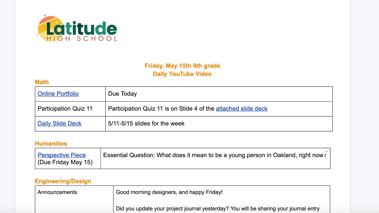 9th grade daily task sheet May 15 - YouTube