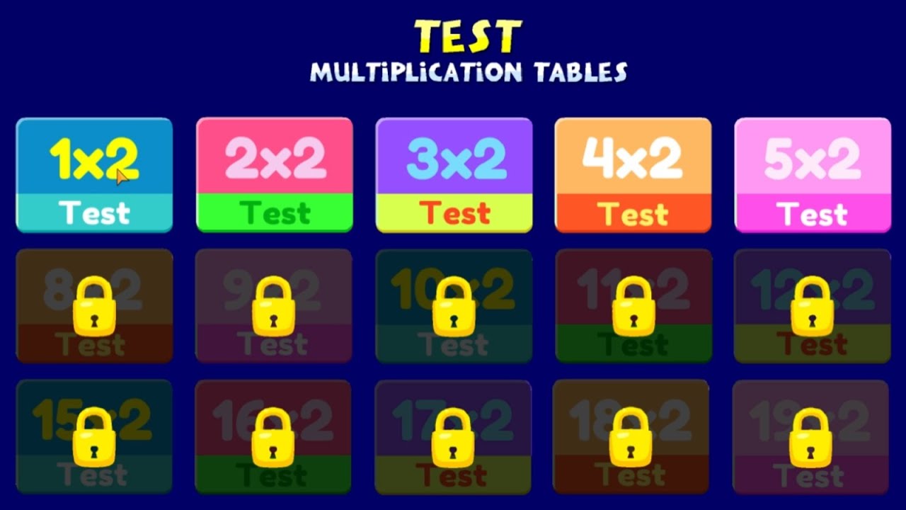 MULTIPLICATION TABLES FOR KIDS EDUCATION MODE: TEST VIDEO 2 - YouTube