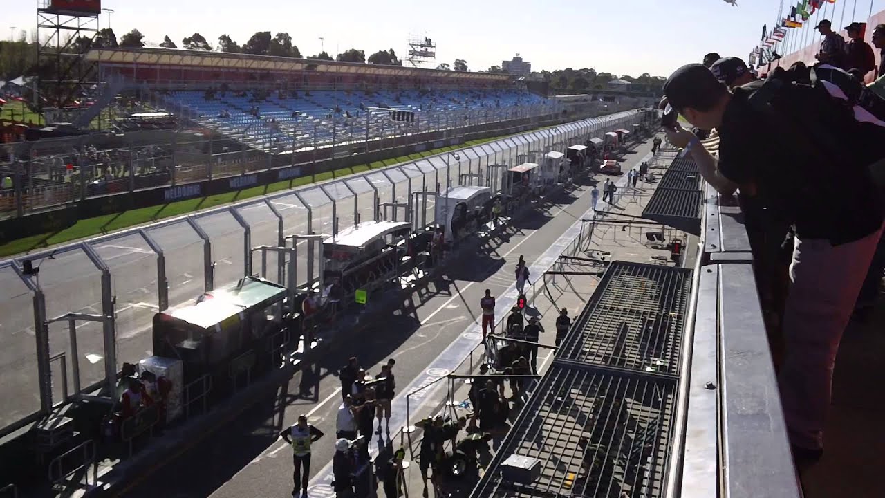 Porsche cup car on the pit lane speed limiter at the 2013 Australian GP ...