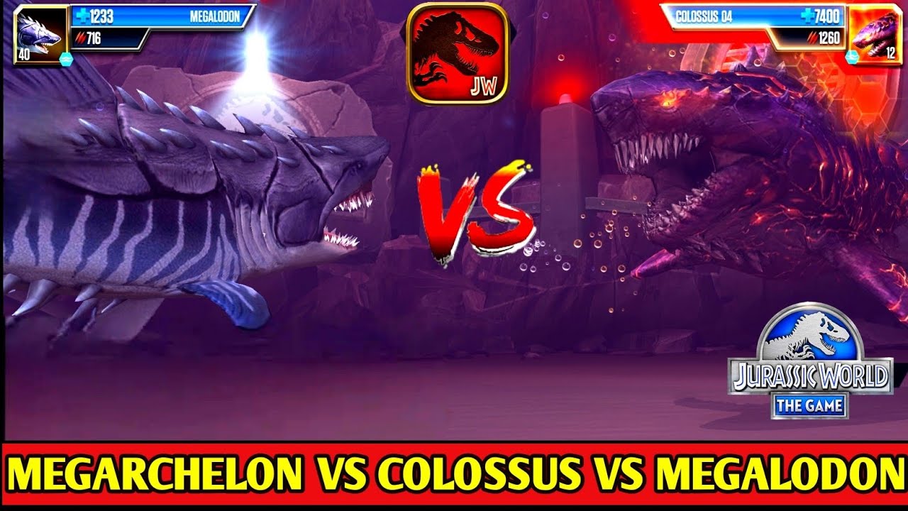 MEGARCHELON VS COLOSSUS 04 VS MEGALODON BOSS EVENT | Jurassic World The ...