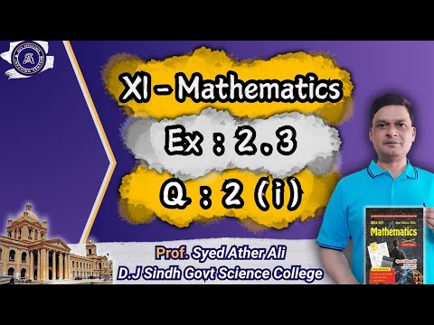 First year Mathematics chapter no.2. Question no.2(i) - YouTube