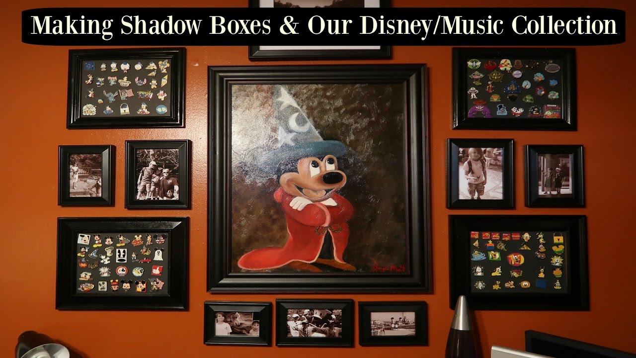 Making Disney Pin Shadow Boxes & Our Disney & Music Collections - YouTube