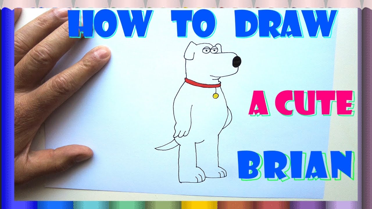 How to draw Brian from family guy cute & easy way for kids - YouTube