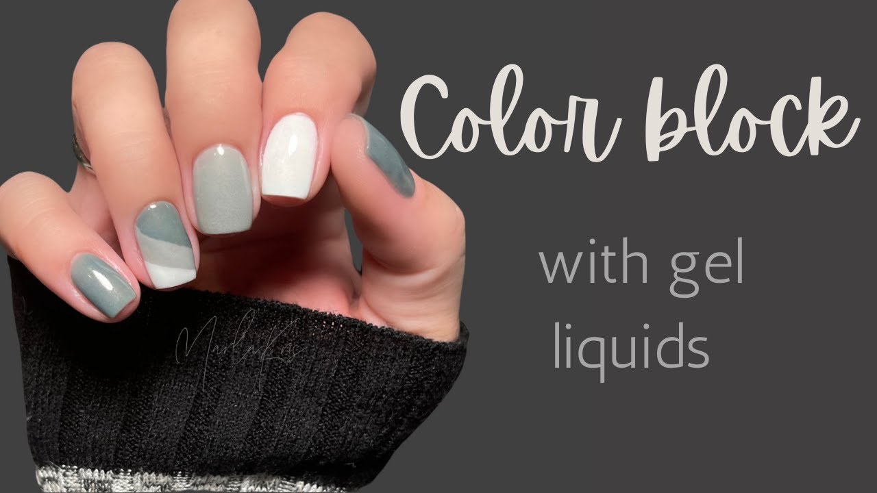How to: color block nails with dip powder and gel liquids - YouTube