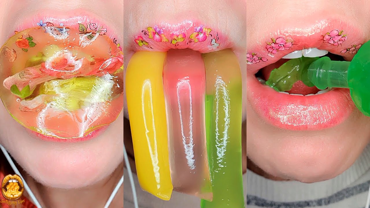 Best ASMR Eating Satisfying Jello Jelly Fruit Mashup Mukbang 먹방 - YouTube
