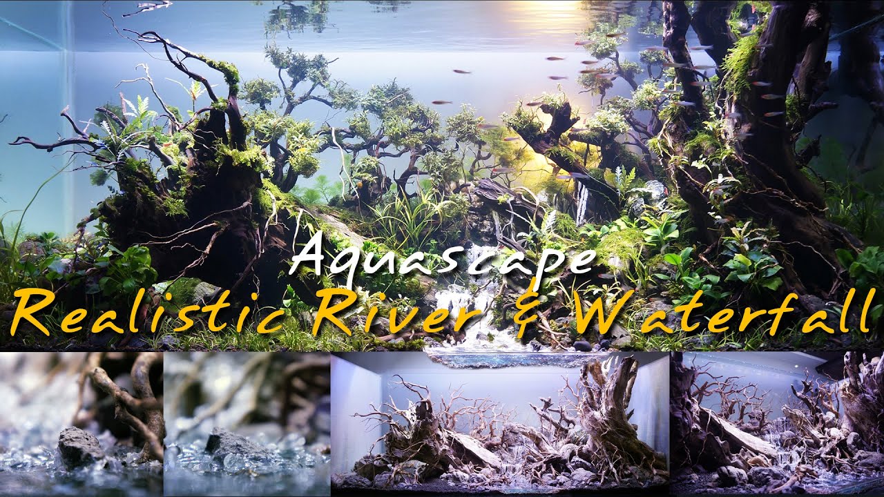Aquascape with Underwater River & Waterfall (Tutorial Epoxy Resin for ...
