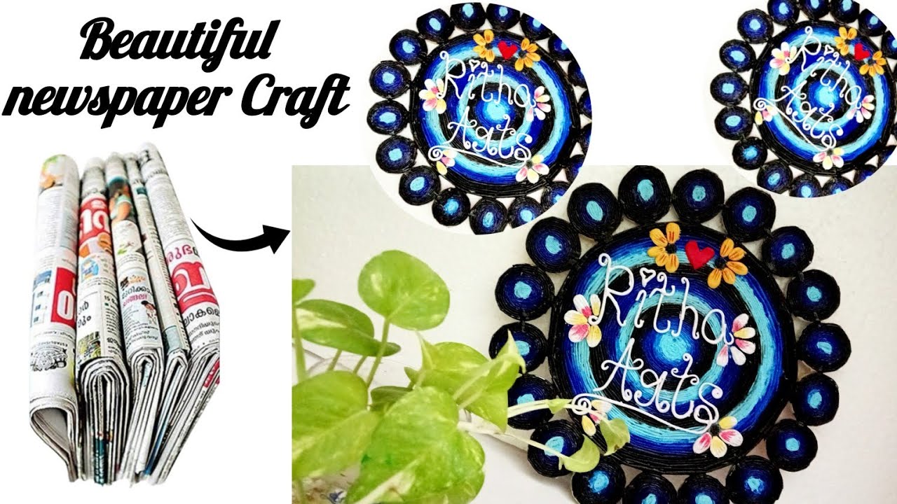 Easy & Beautiful Newspaper Craft idea | Name Plate Making with ...