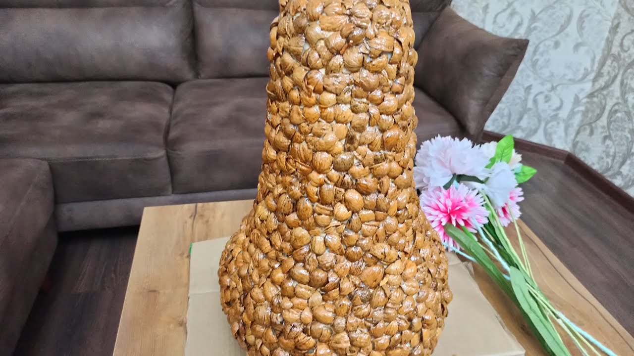 DIY-Flower vase of Walnuts Shell - YouTube