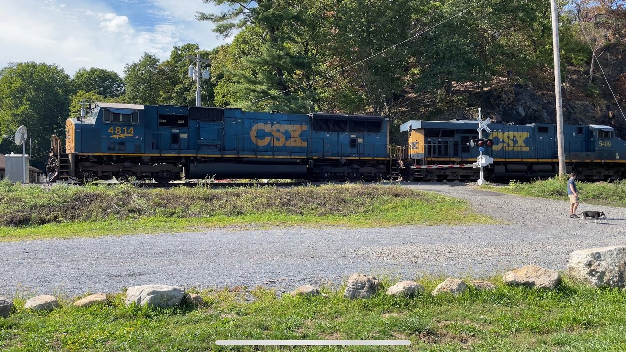 4K HD River Line Railfanning: CSX I008/I009 Combined Intermodal/Manifest with SD70MAC Leading ...