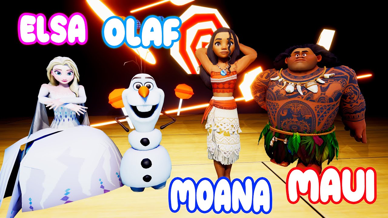 Elsa Vs Olaf Vs Moana Vs Maui in Arcade Dancing Game | Let It Go, How ...