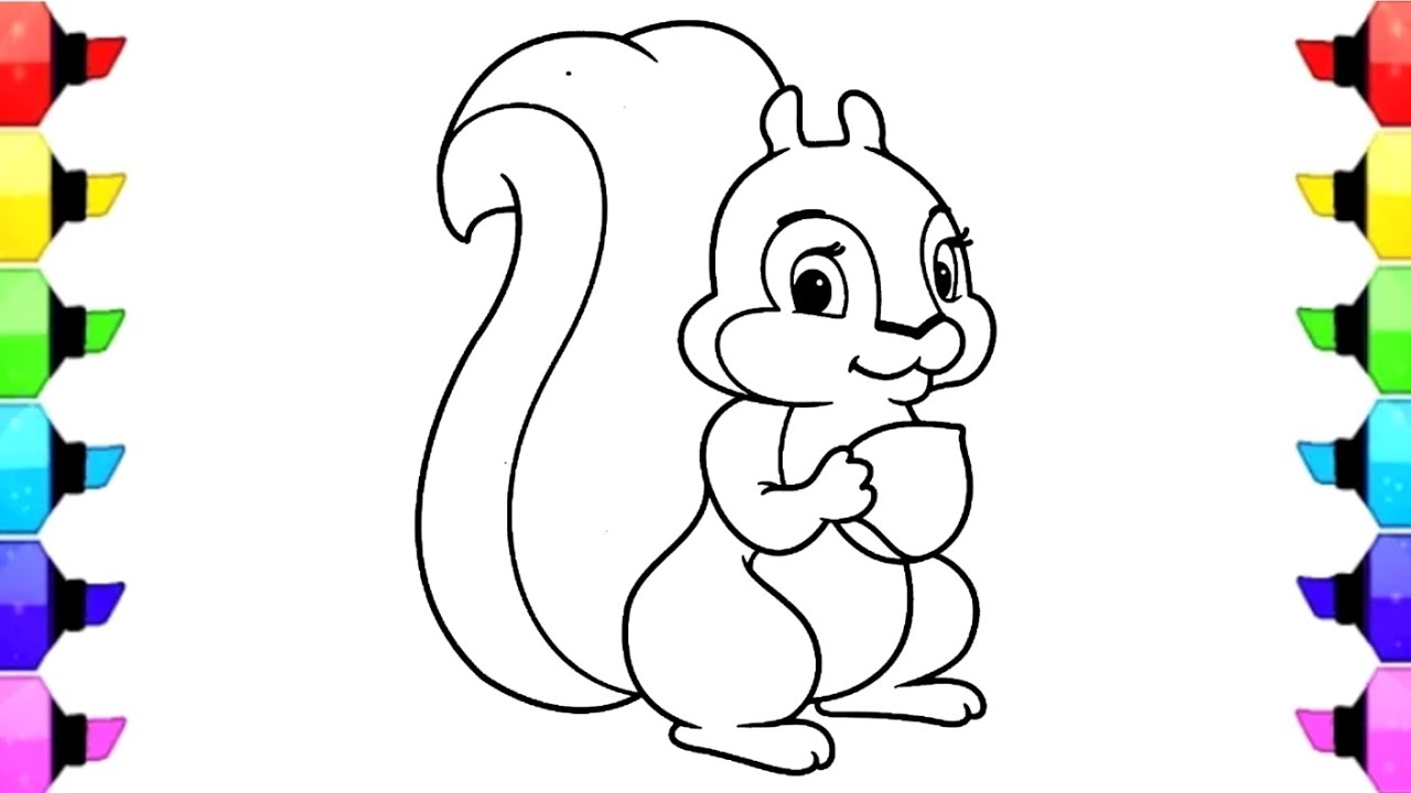 Squirrel Drawing for Kids | Drawing, Painting and Coloring for Kids ...