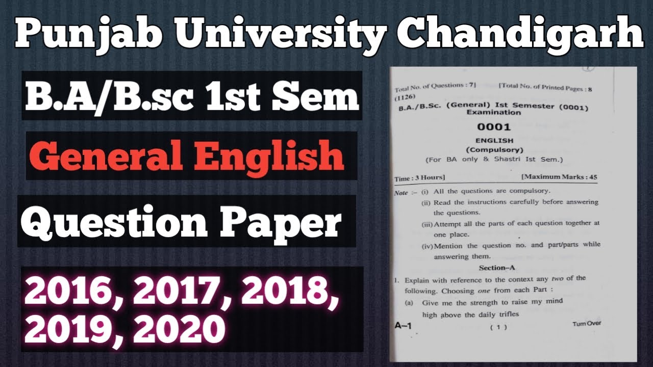 B.A/B.sc 1st Sem (First Year) General English Question Paper 2016-2020 ...
