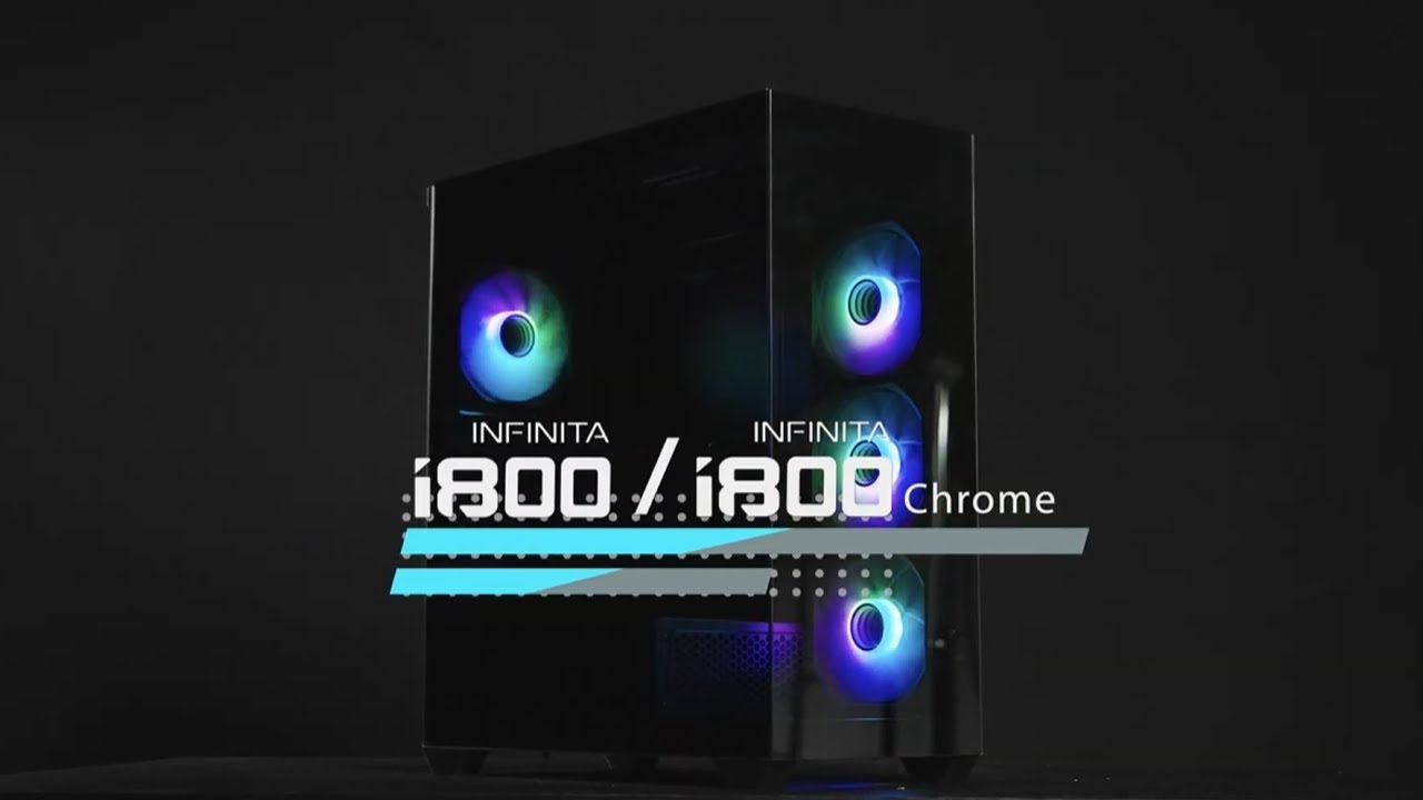 Infinita i800 Chrome ATX Mid Tower Case with 4x 120mm ARGB Fans and ...