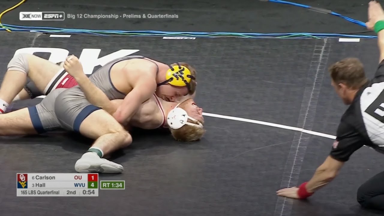 165lbs Peyton Hall (West Virginia) vs Cael Carlson (Oklahoma) - YouTube