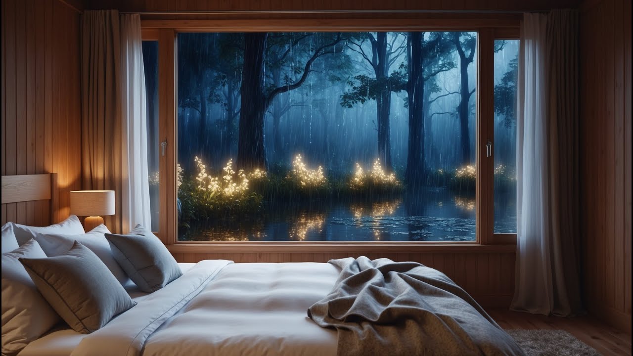 Rainy Night Ambience in Cozy Cabin | Rain and Fireplace for Relaxation ...