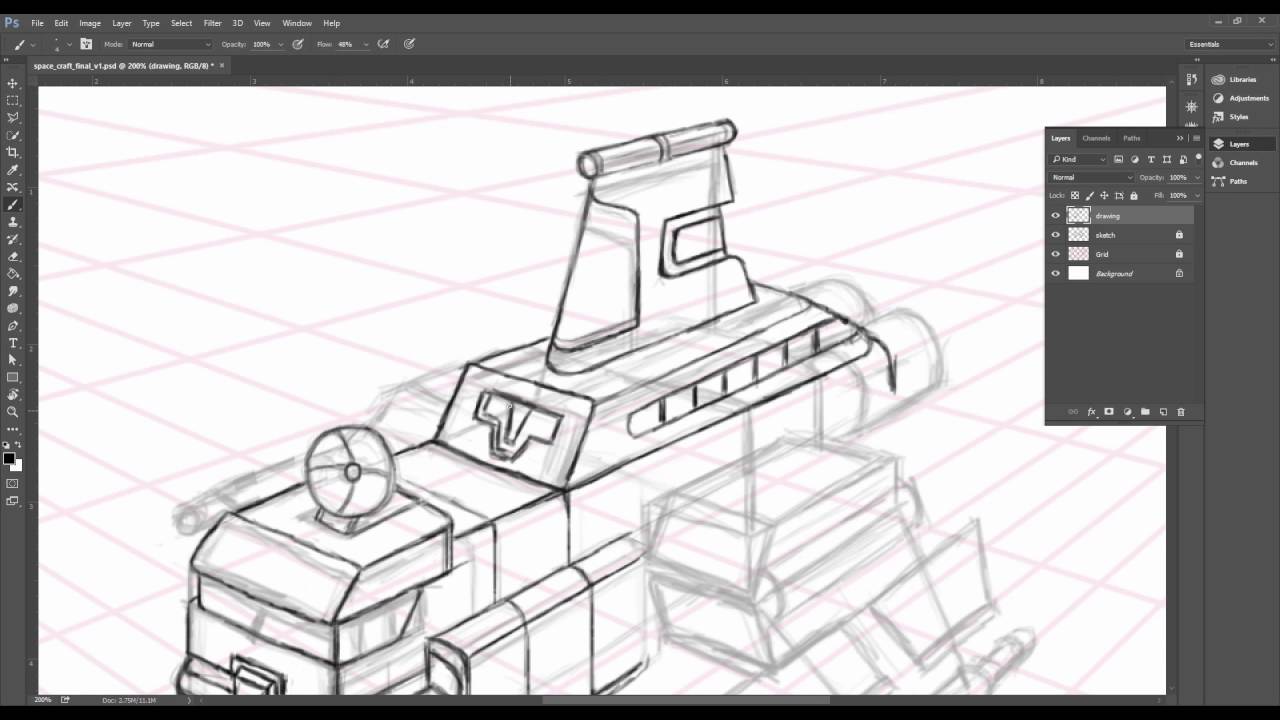 Digital Speed Line Drawing : Spaceship Concept - YouTube