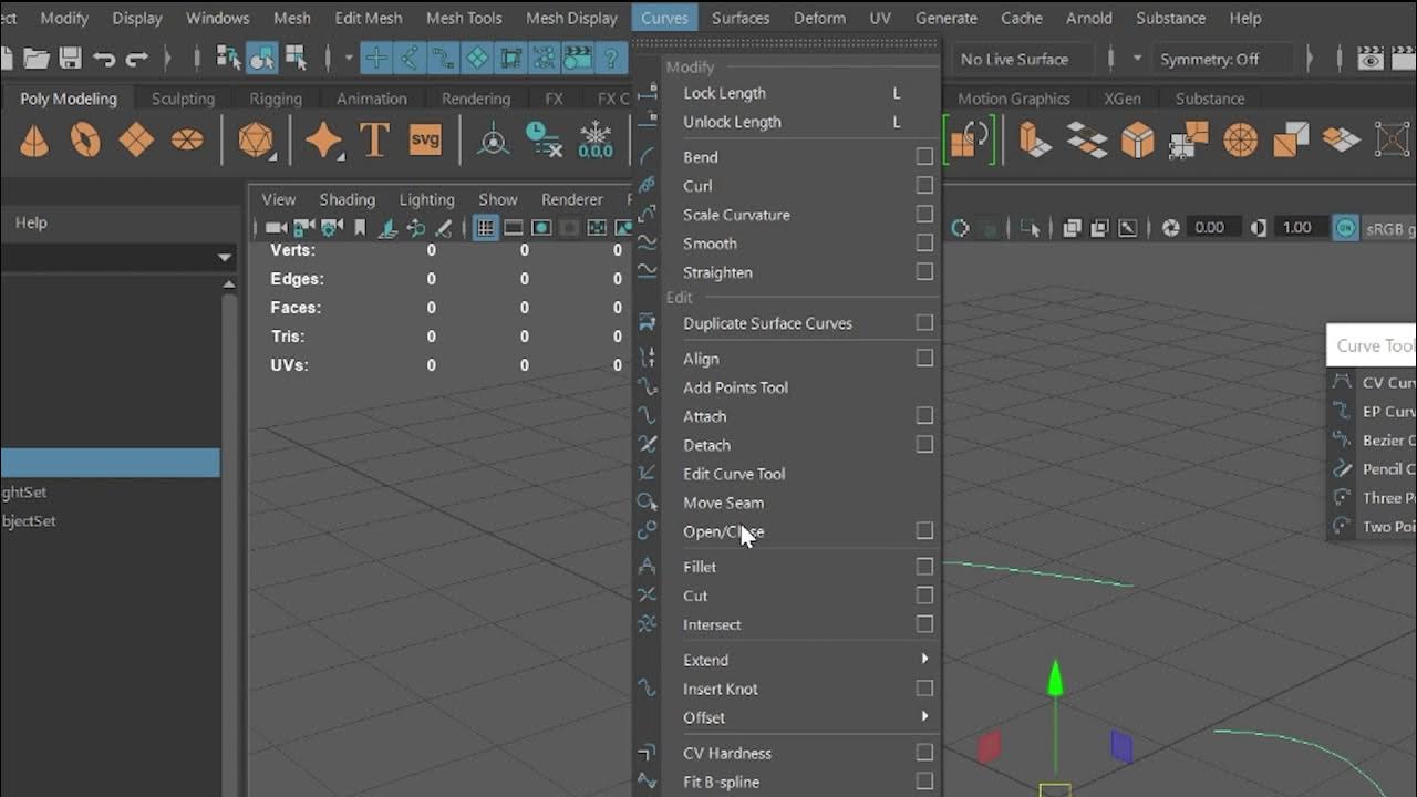 Maya Curves and Planar Surface - YouTube