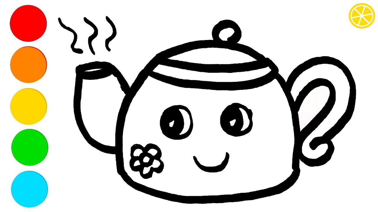 How to draw cute Kettle for kids - YouTube
