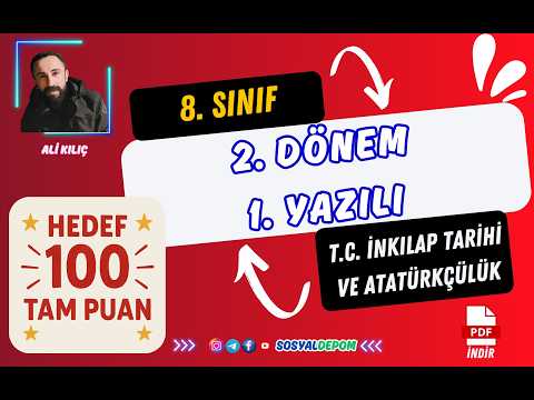 8. Sınıf T.C. İnkılap Tarihi ve Atatürkçülük 2. Dönem 1. Yazılı