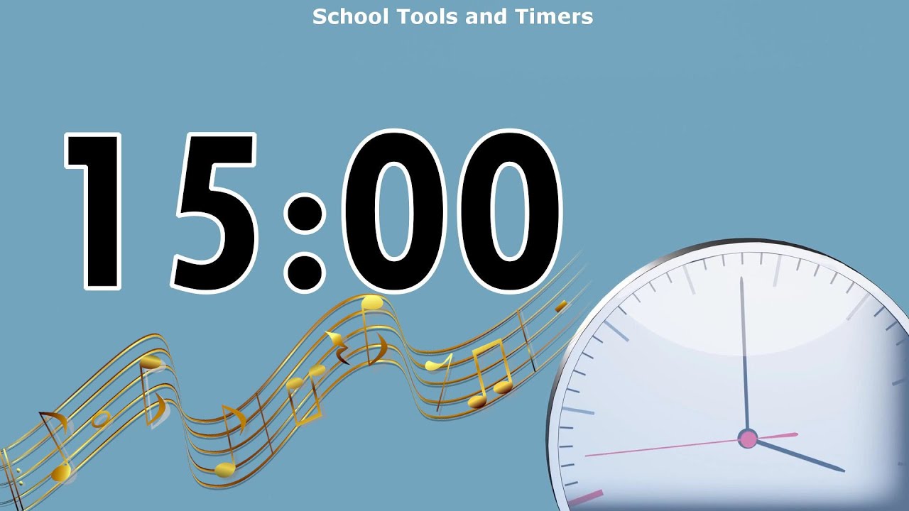 15 Minute Countdown Timer - Analog Clock 🕒 Gentle Alarm - YouTube
