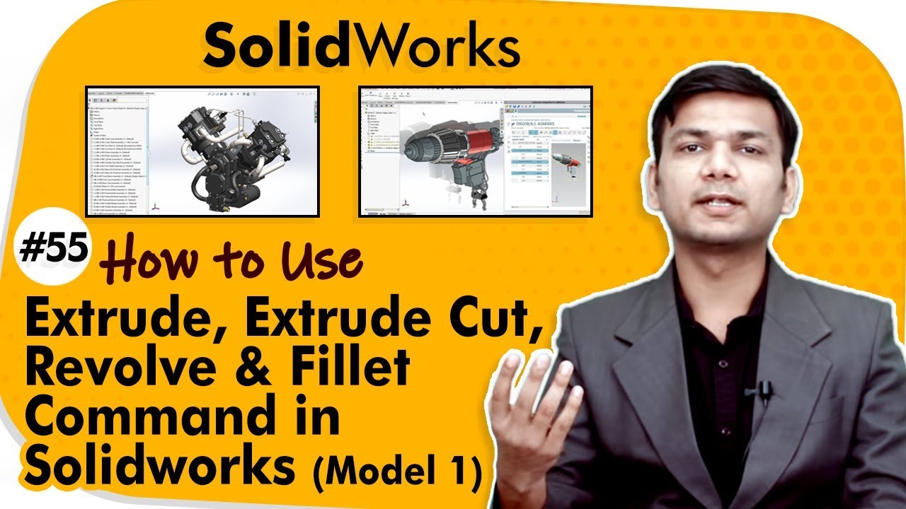 How to Use Extrude, Extrude Cut, Revolve and Fillet Command in ...