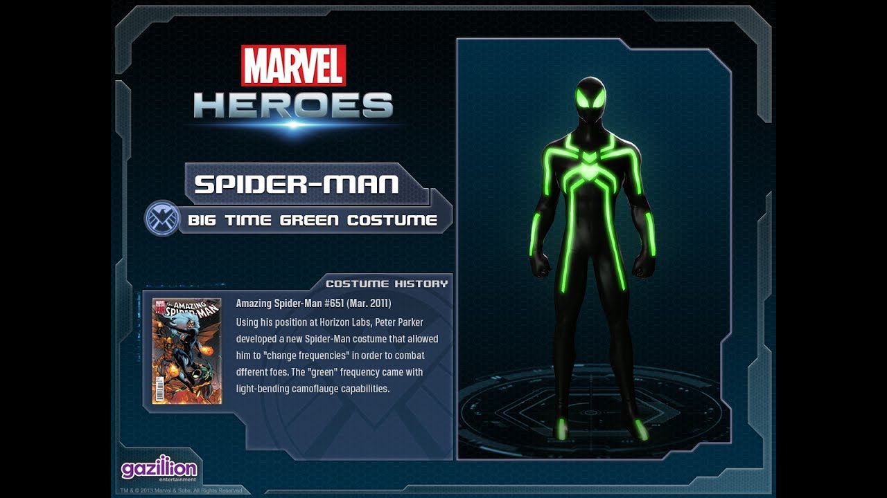 Marvel Heroes Spider Man Big Time Red/Green Costume - YouTube