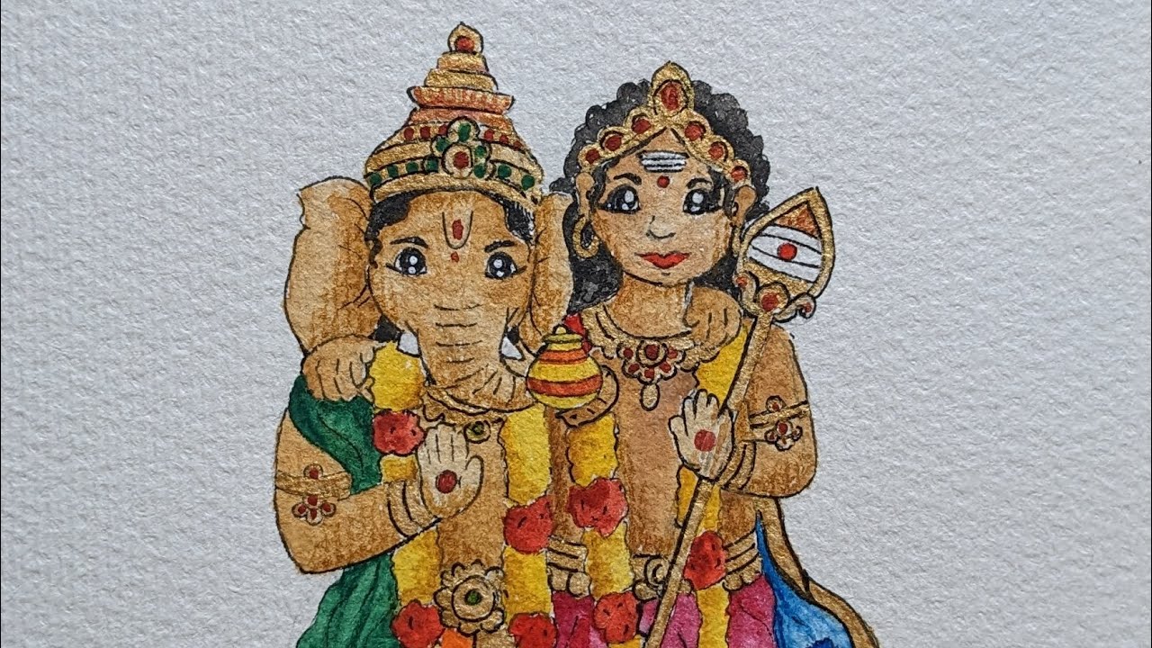 Ganpati Bappa and kartikeya ji | drawing & painting | Murugan | Ganesha ...