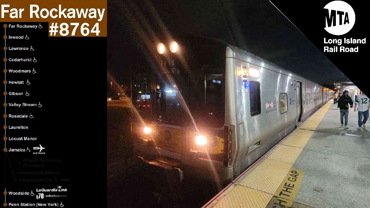 「LIRR」Far Rockaway | Train #8764 | Far Rockaway bound Bombardier M7 departing Valley Stream ...