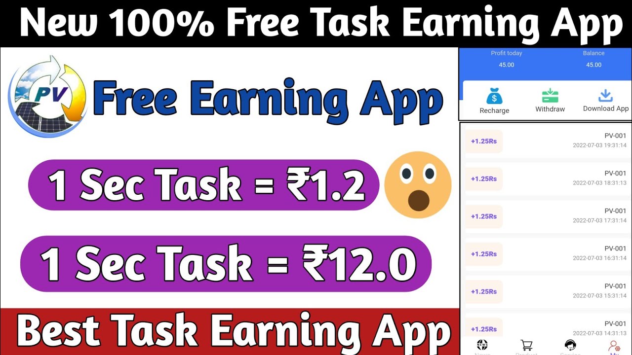 New Task Earning App 2022 Today | PV Task App | New Earning App Today ...