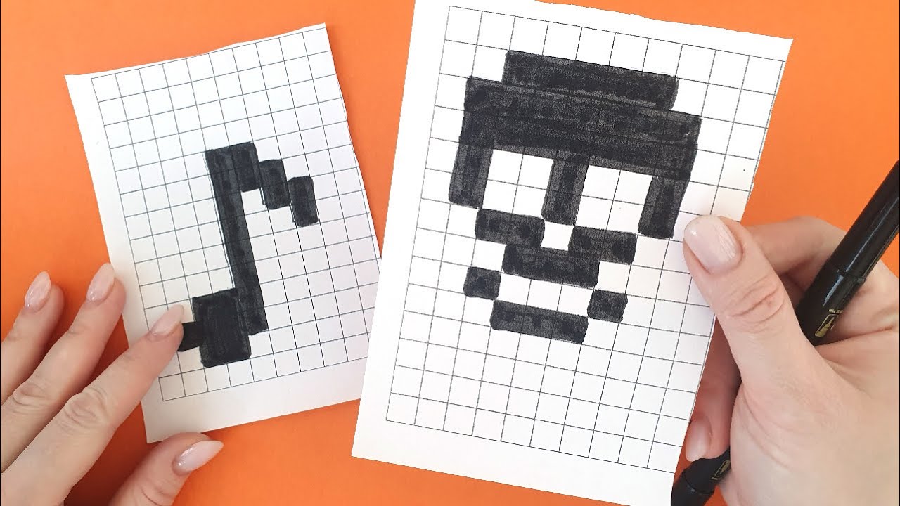 How to draw a scull. Pixel drawing. - YouTube