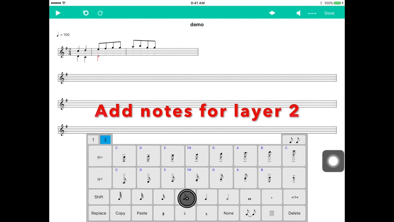 Score Creator: add notes for two layers - YouTube