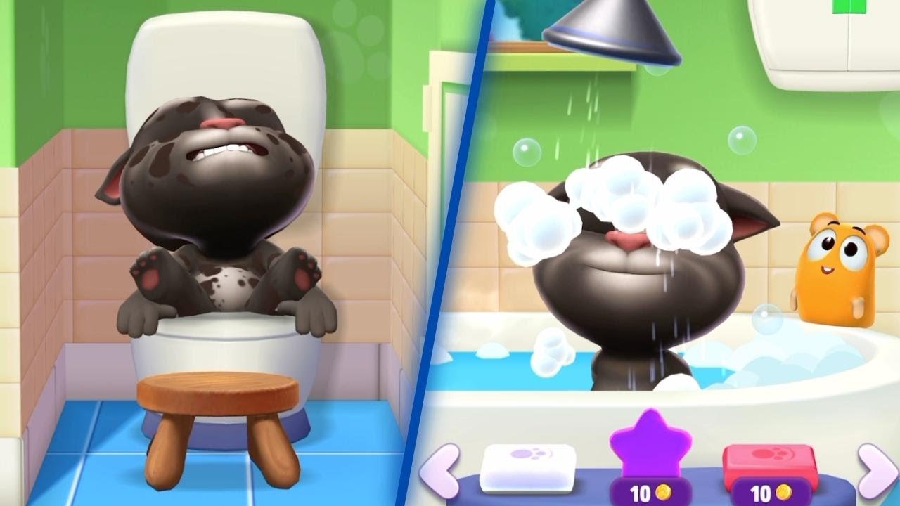 My Talking Tom 2 - Bathroom Pooping Showering Eating and more Gameplay ...