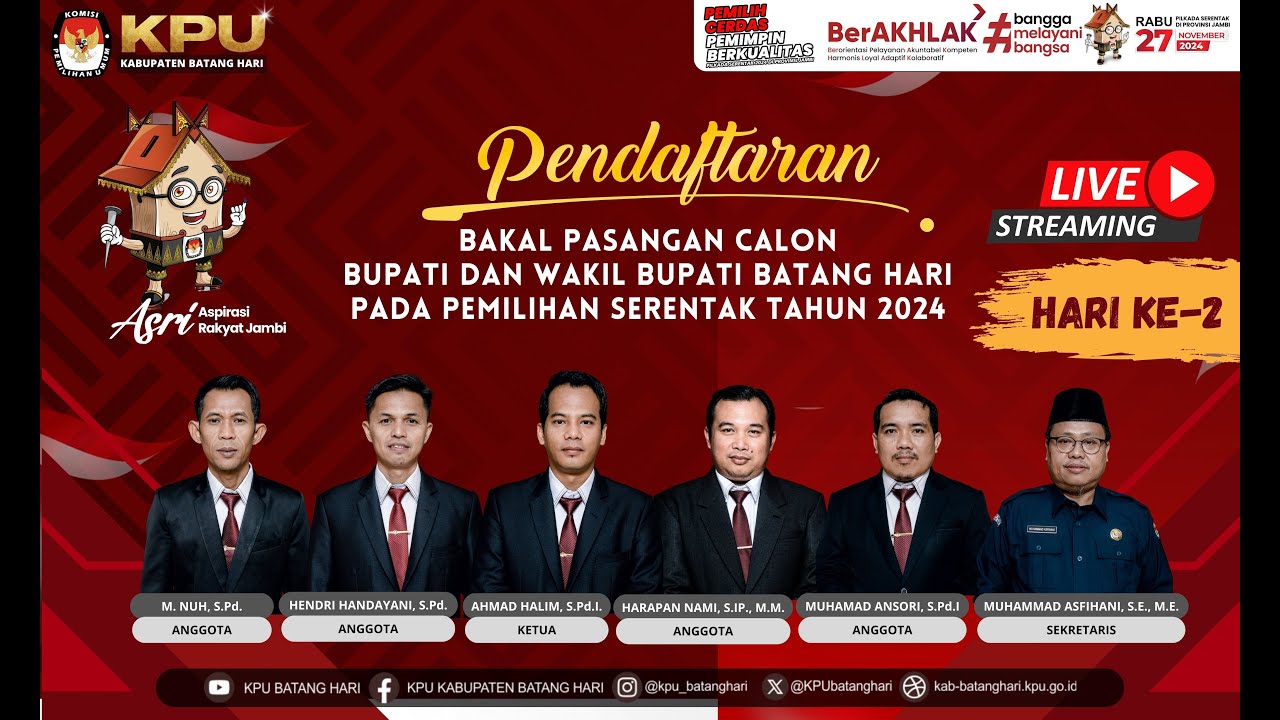 HARI KE-2 PENDAFTARAN PASANGAN CALON BUPATI DAN WAKIL BUPATI BATANG ...